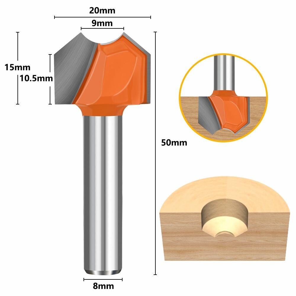 Фреза пазовая фасонная XCAN, 8х15мм по дереву