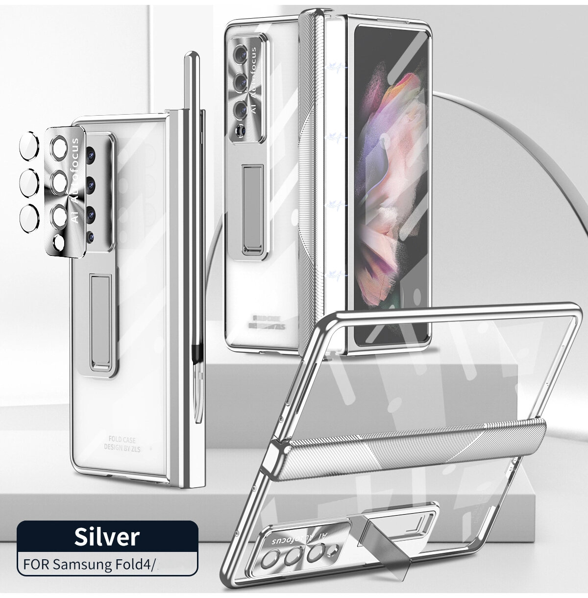 Подходит для Samsung Galaxy Z Fold4 / Самсунг Галакси Z Fold4 Чехол для смартфона, Магнитный шарнир для гнезда для пера, оснащенный стилусом, Z Fold4