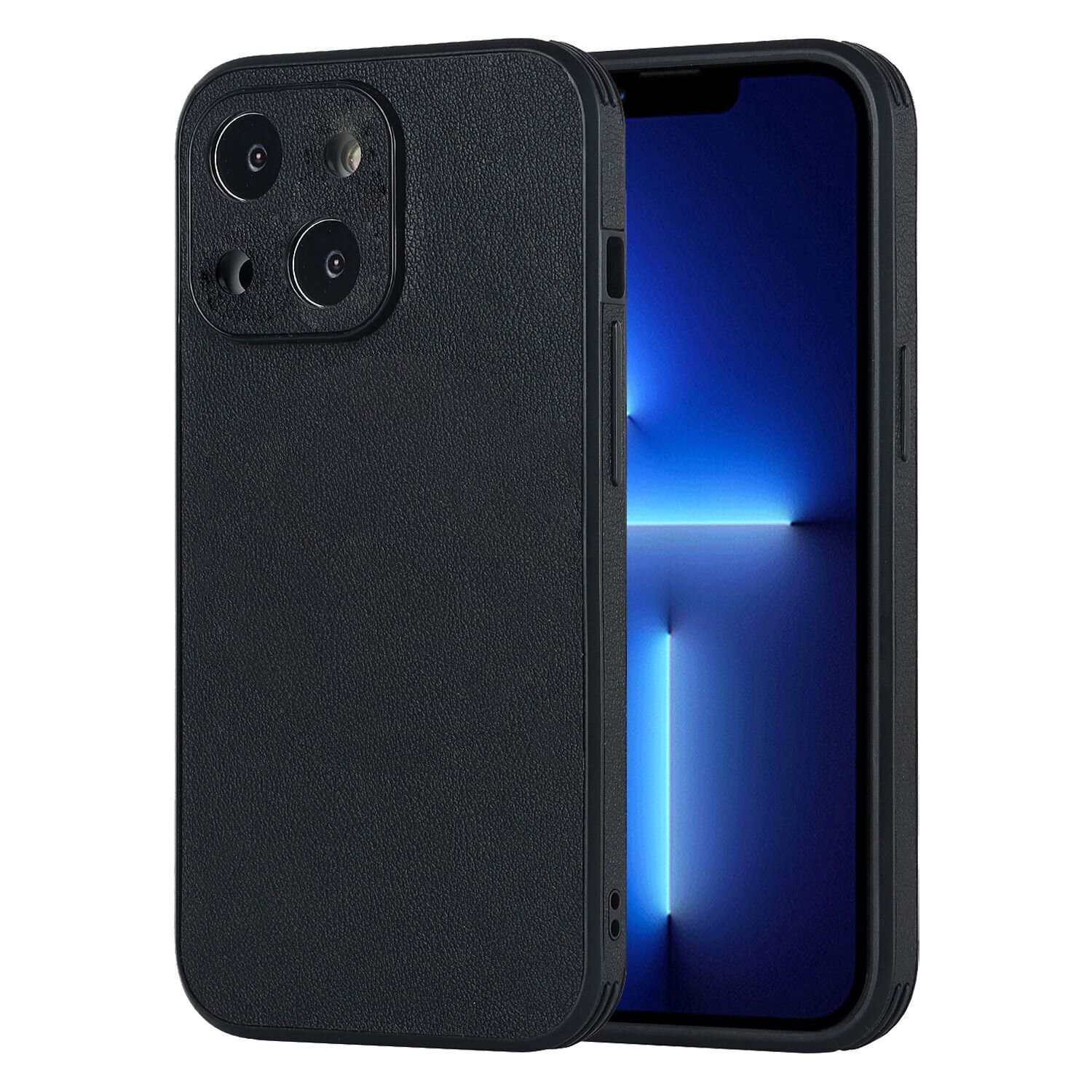 Чехол силиконовый для iPhone 14 (6.1), экокожа, DU DU, черный