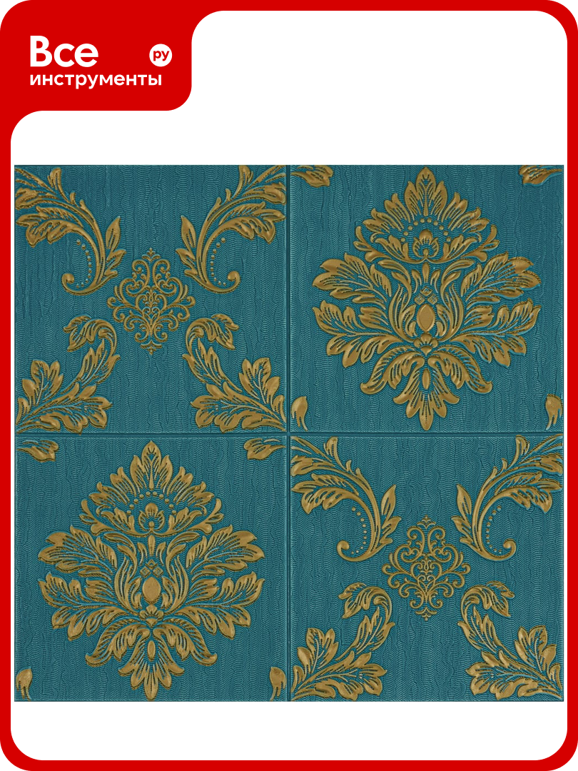 Мягкая самоклеящаяся 3D панель LAKO мега комплект 20 шт, Барокко Темно-зеленый, 70x70 см LKD-5-1014-KO-MEGA20