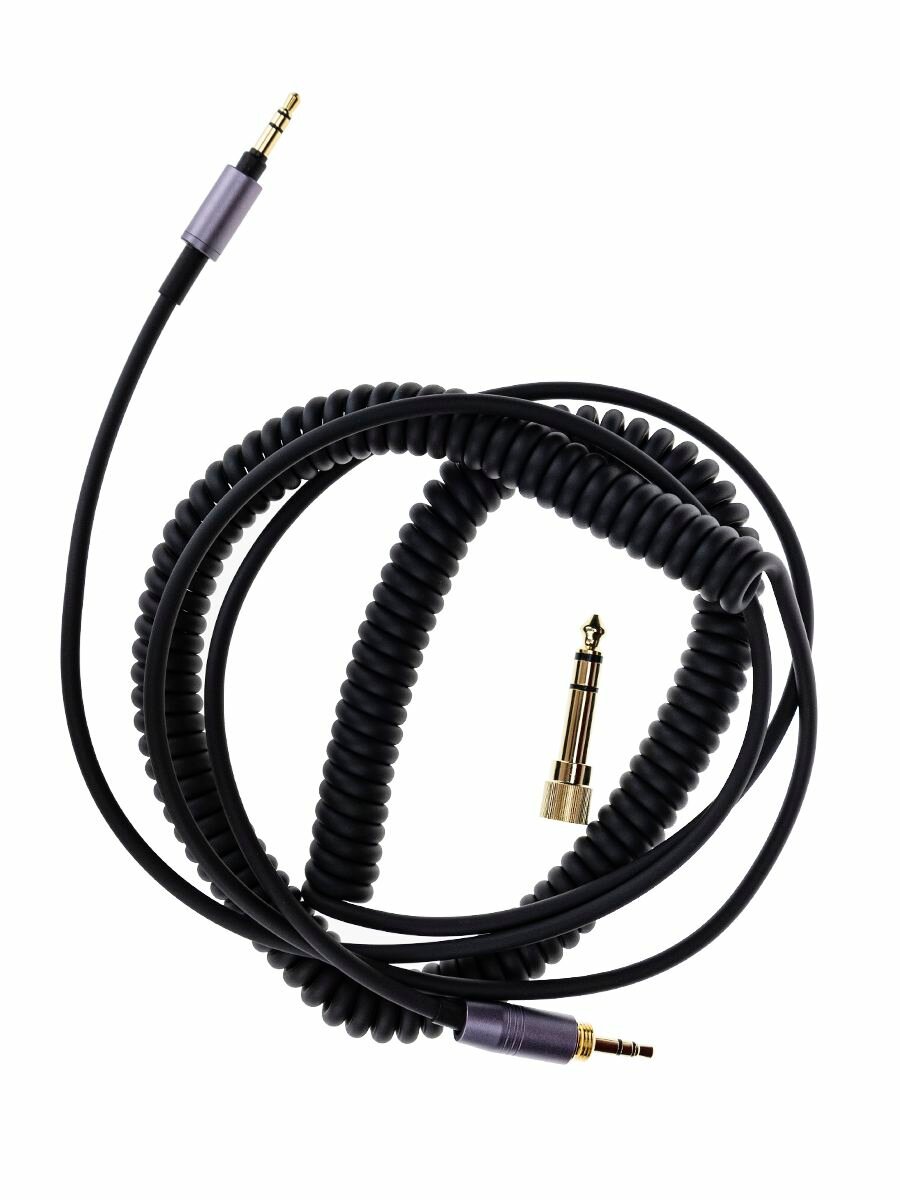 Витой кабель для наушников 3.5мм на 3.5мм (переходник на 6.3мм)