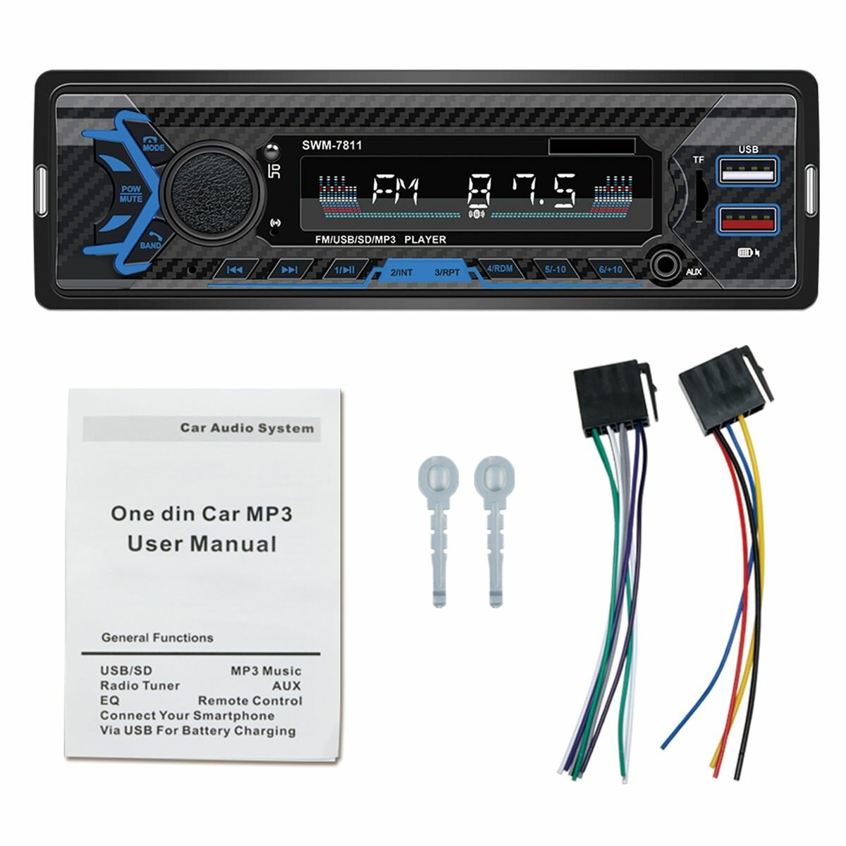 DIN Car Stereo Audio Car Bluetooth с USB USB SD AUX Card FM MP3 Player MyPads Тип ПК -7811