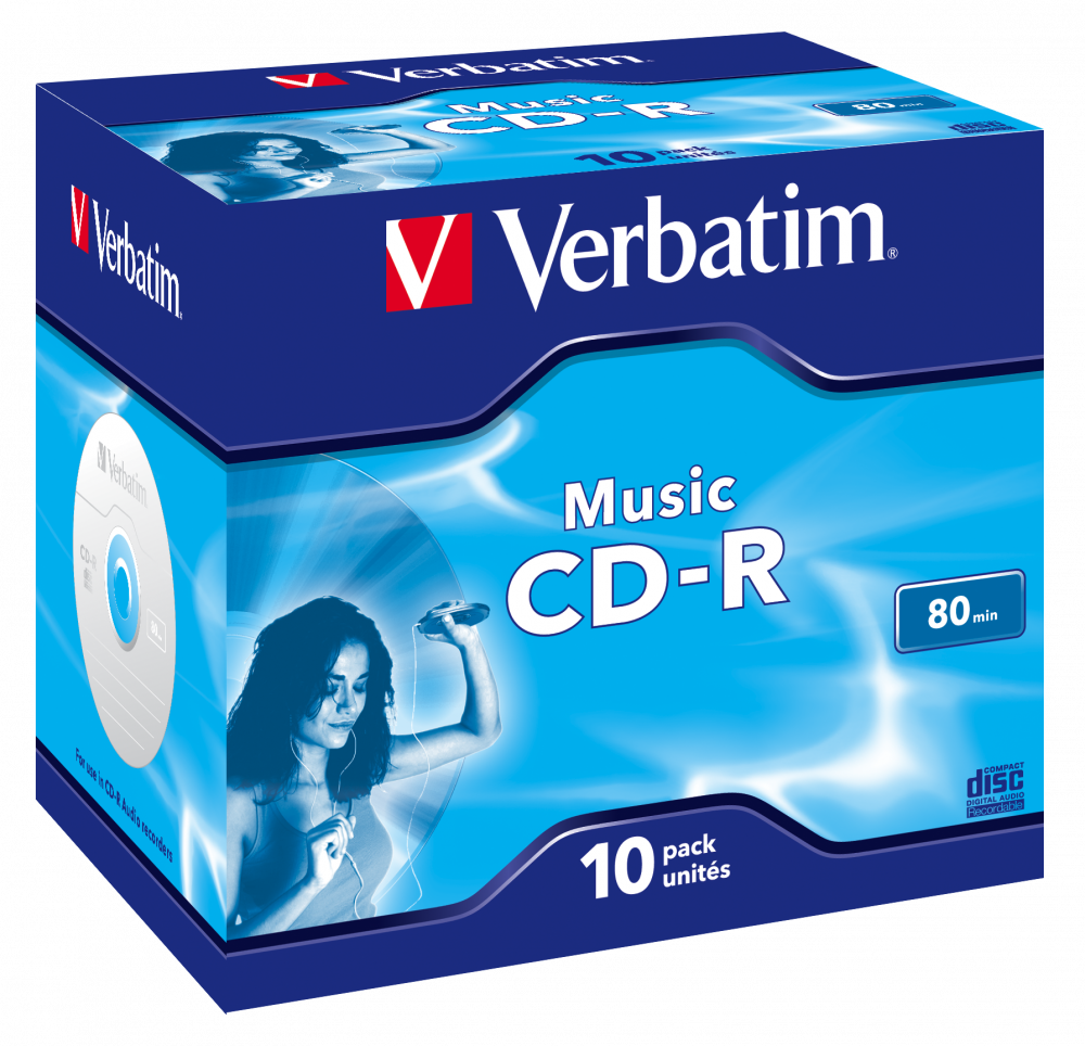 Оптический диск Verbatim CD-R AUDIO 80MIN Music, Jewel Case, 10 шт