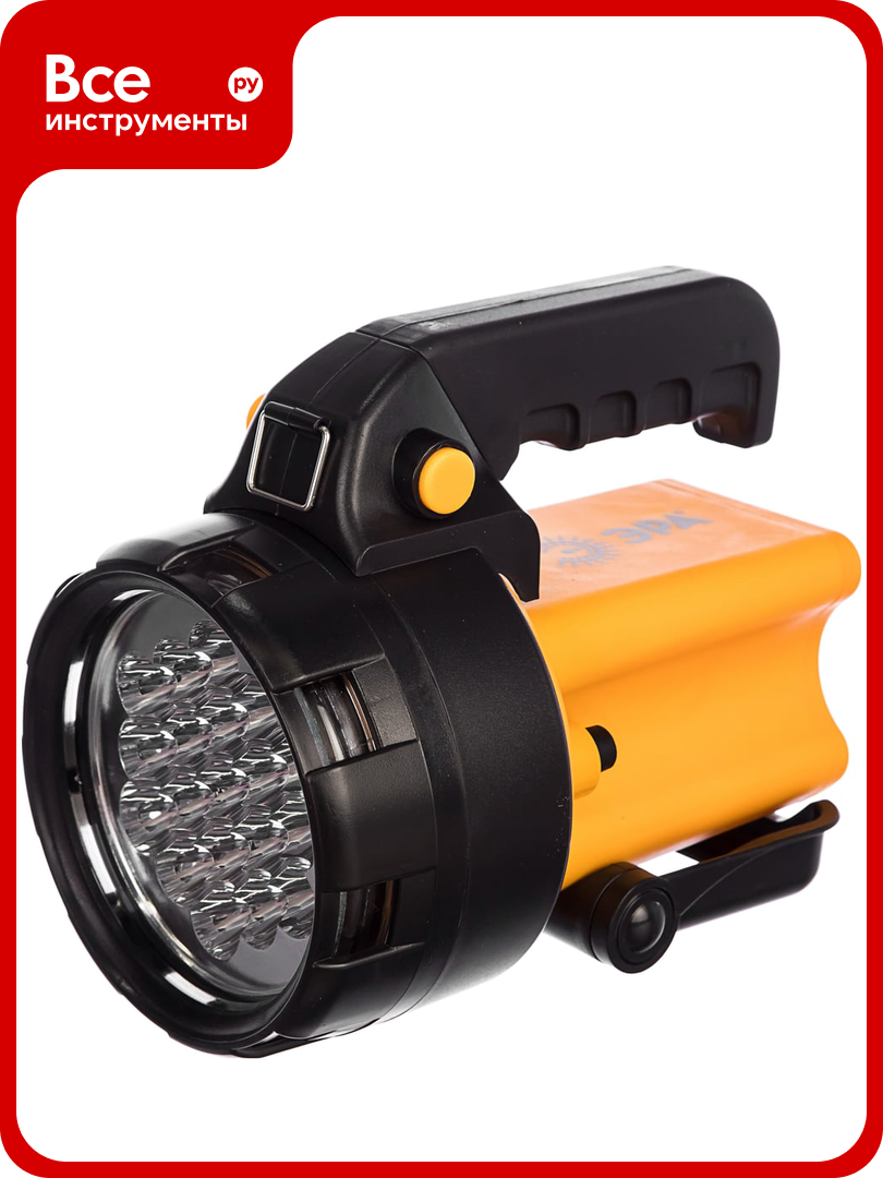 Фонарь-прожектор ЭРА PA-602 Альфа 19xLED, литий 3Ач, ЗУ 220V+12V, карт Б0031033, пластиковый, белый, ударопрочный, 3 Ач