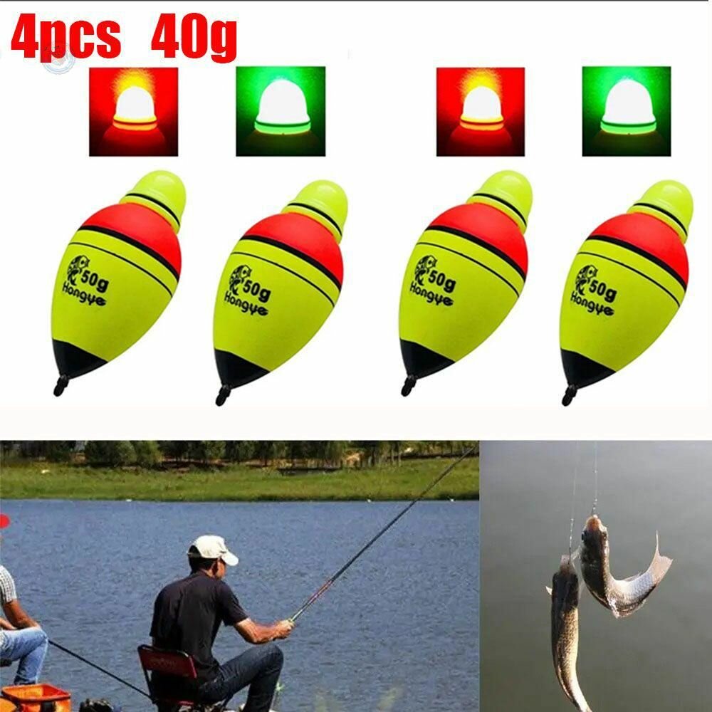 4 светящихся рыболовных буя для дальнего заброса 40г яркие, плавучие, с ночной подсветкой для удобной рыбалки