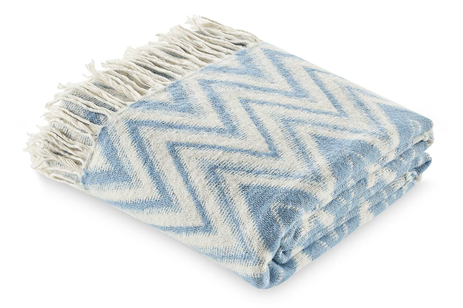 Плед HOFF Прекос, 160х180 см, хлопок 100%, с бахромой, цвет голубой