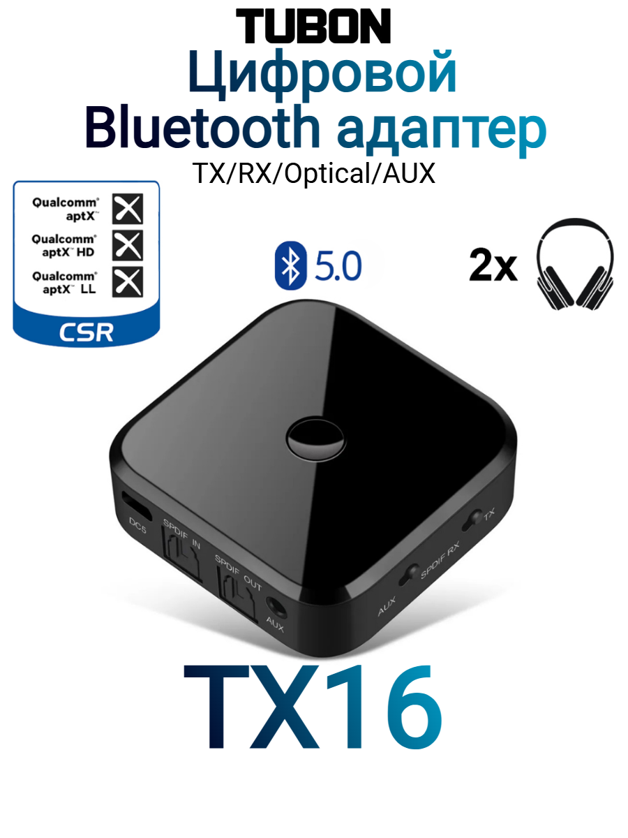 Оптический Адаптер Bluetooth Трансмиттер Ресивер Optical, TosLink, SPDIF, AUX. (CSR8670 APTX) TX16