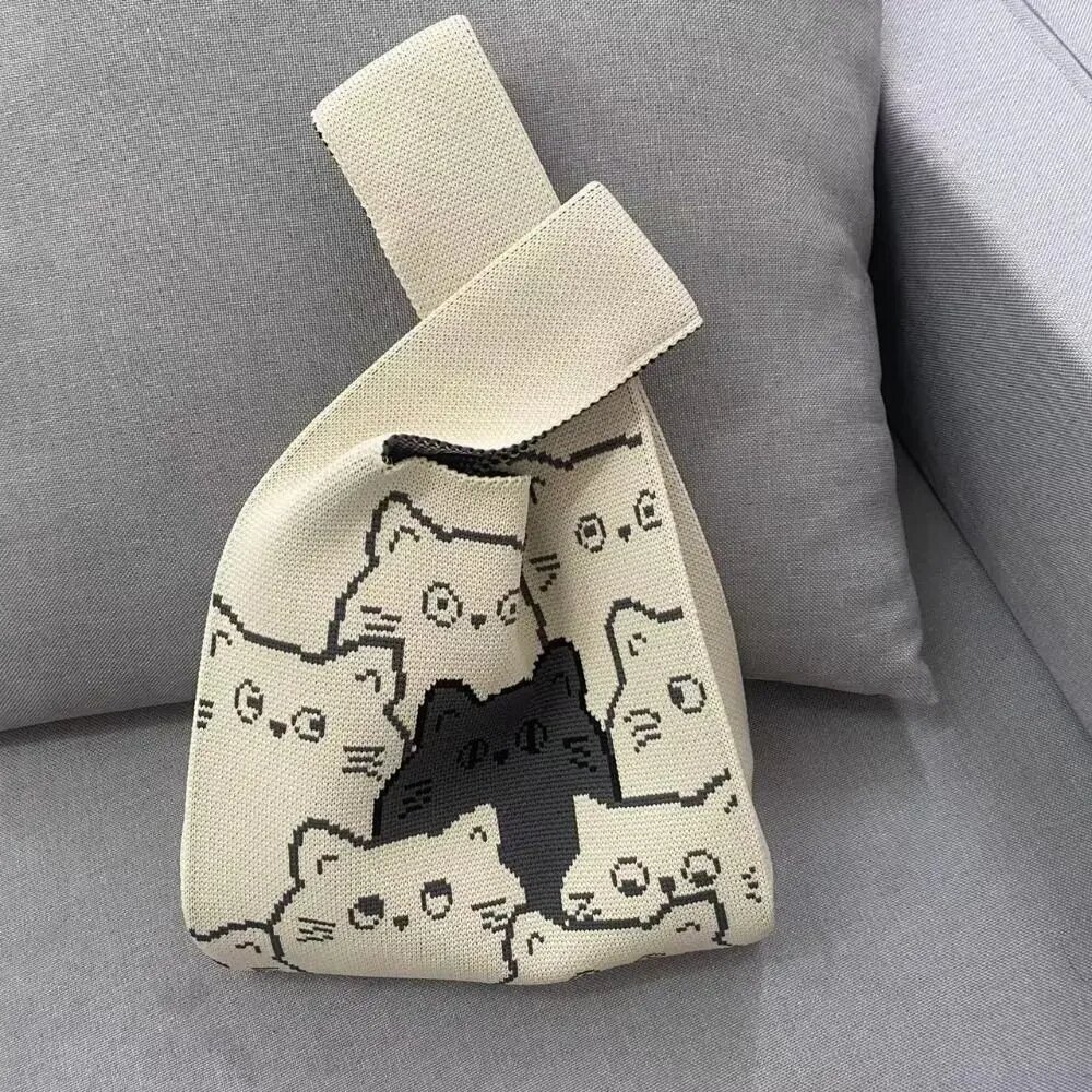 Кошка вязаная сумочка повседневная вязаная ручная торговля мешки с высокой пропускной способностью запясть, sahara beige, SKU00950