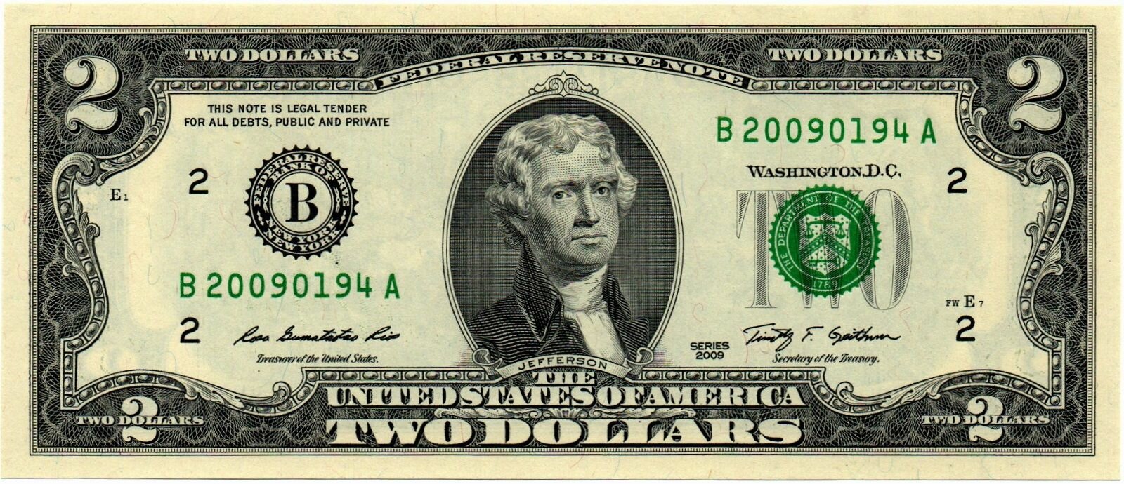 2 доллара 2009 год США 2009 01 94