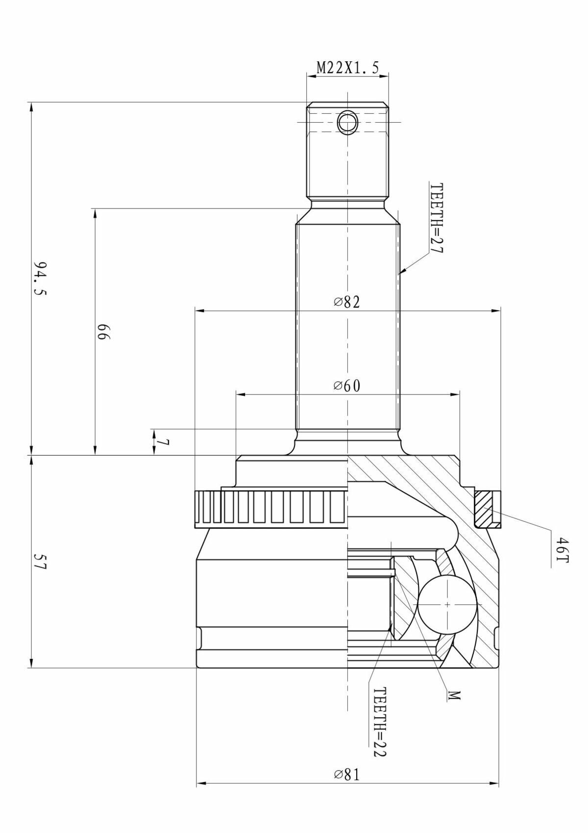 Шрус Наружный L=R Hyundai Elantra Hd 2006->(Ganz Gik04059)