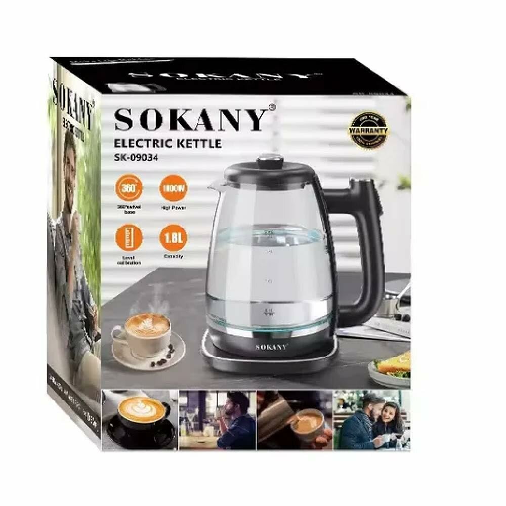 Чайник электрический SOKANY SK09034, 1800Вт. 1.8л.