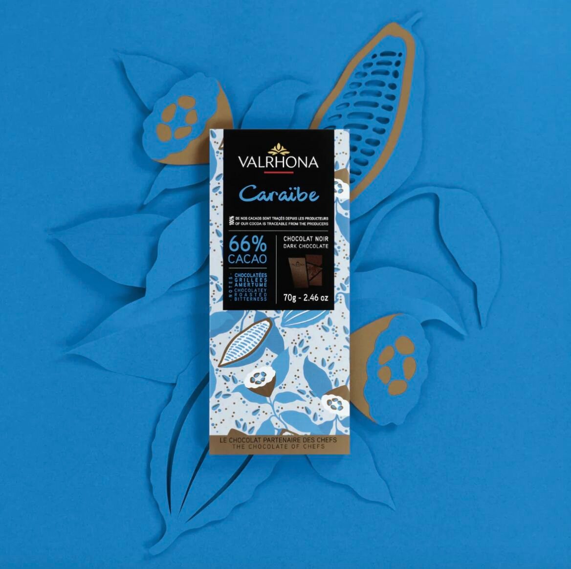 Плитка темного шоколада Valrhona Caraibe, 3x120г