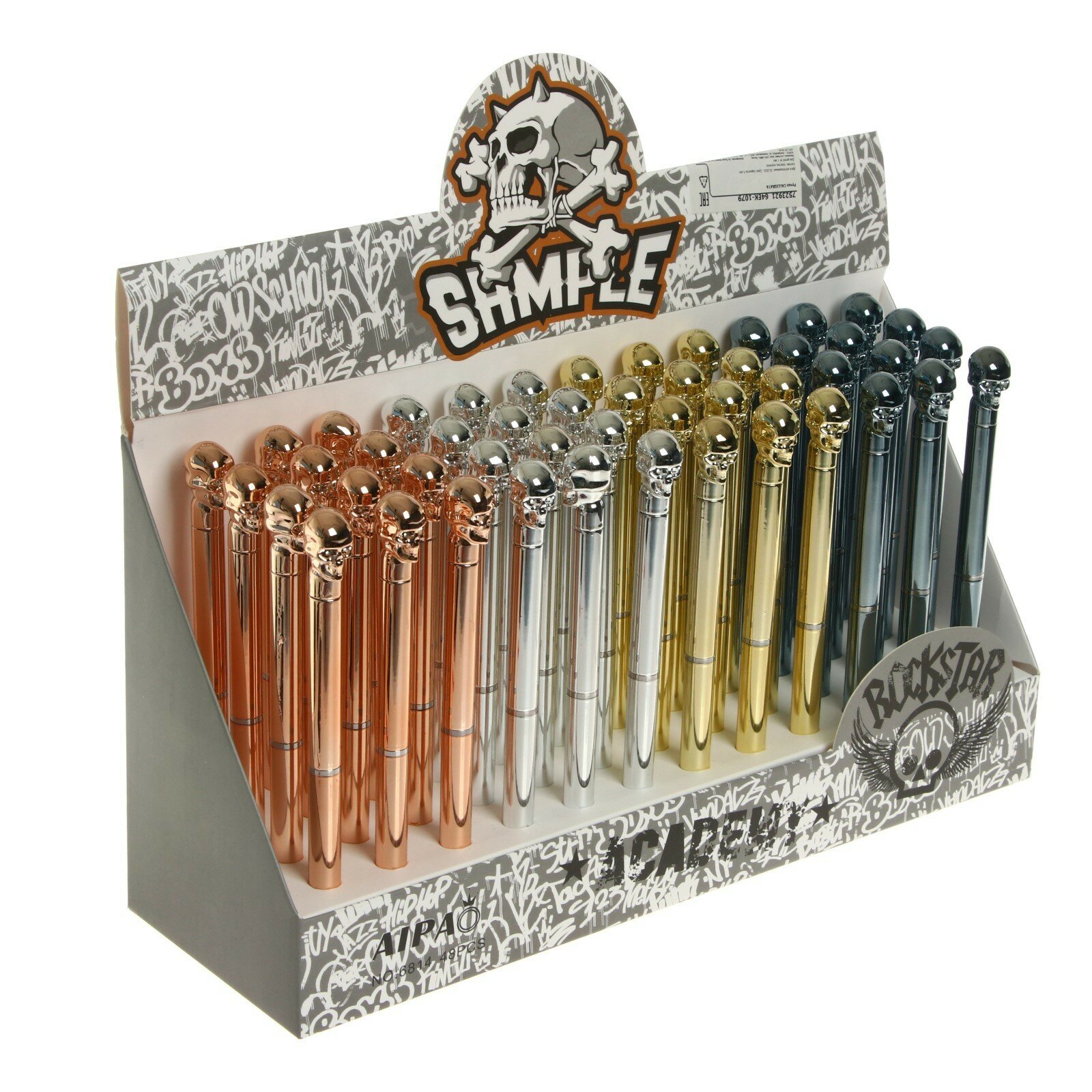 Ручка-прикол шариковая Calligrata «Череп», набор 4 шт. ассорти, синие чернила, 1 мм,