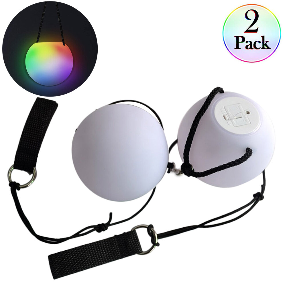 2 шт. Шарики для пои Светодиодные шарики Шарики для пои 9 режимов 7 цветов Световой шар для пои