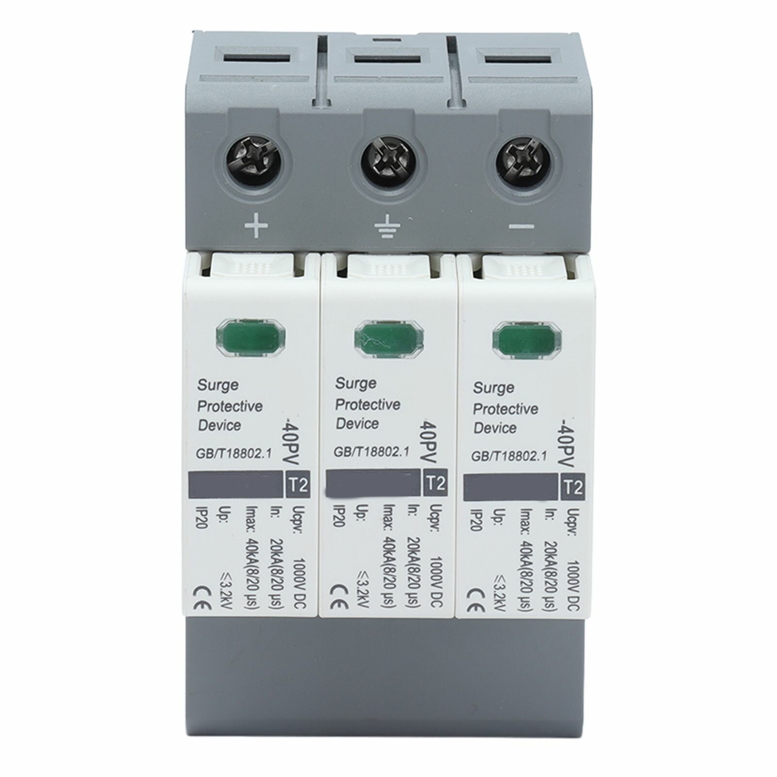 Устройство защиты от перенапряжения 3P, разрядники низкого напряжения для системы электропитания постоянного тока 1000 В постоянного тока 20-40 кА, защита от молний