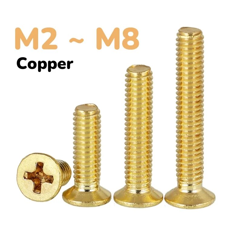 Латунные винты с потайной головкой M2 M2.5 M3 M4 M5 M6 M8 M3-20pcs, 4 мм