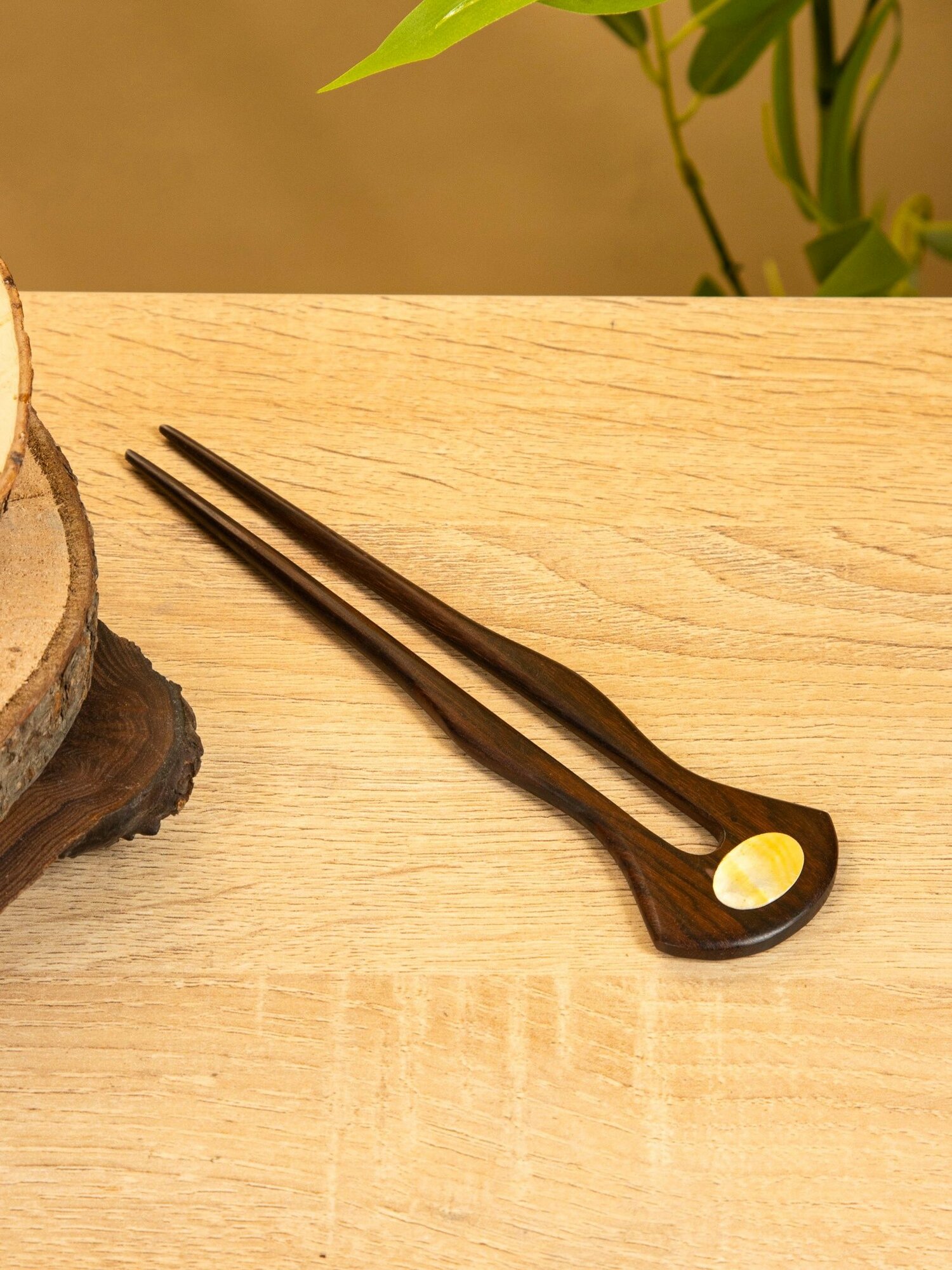 Шпилька для волос, 17 4 см, дерево Соно, ракушка, тёмно-коричневая, 2 шт