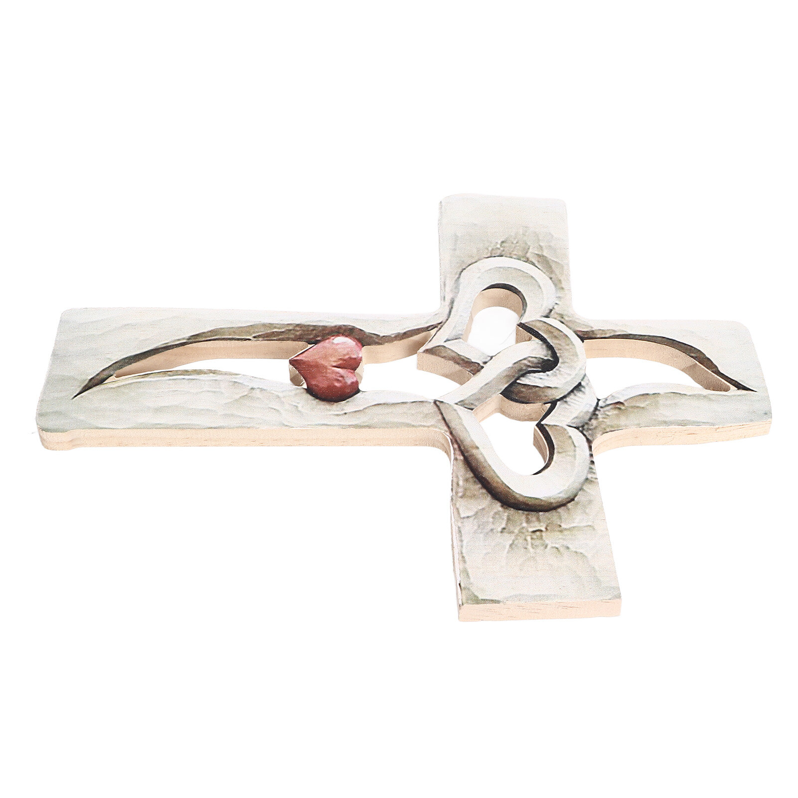 Резной деревянный крест с переплетенными сердцами, настенный крест ручной работы из дерева для гостиной, кабинета, спальни, офиса, декора, узор с красным сердцем