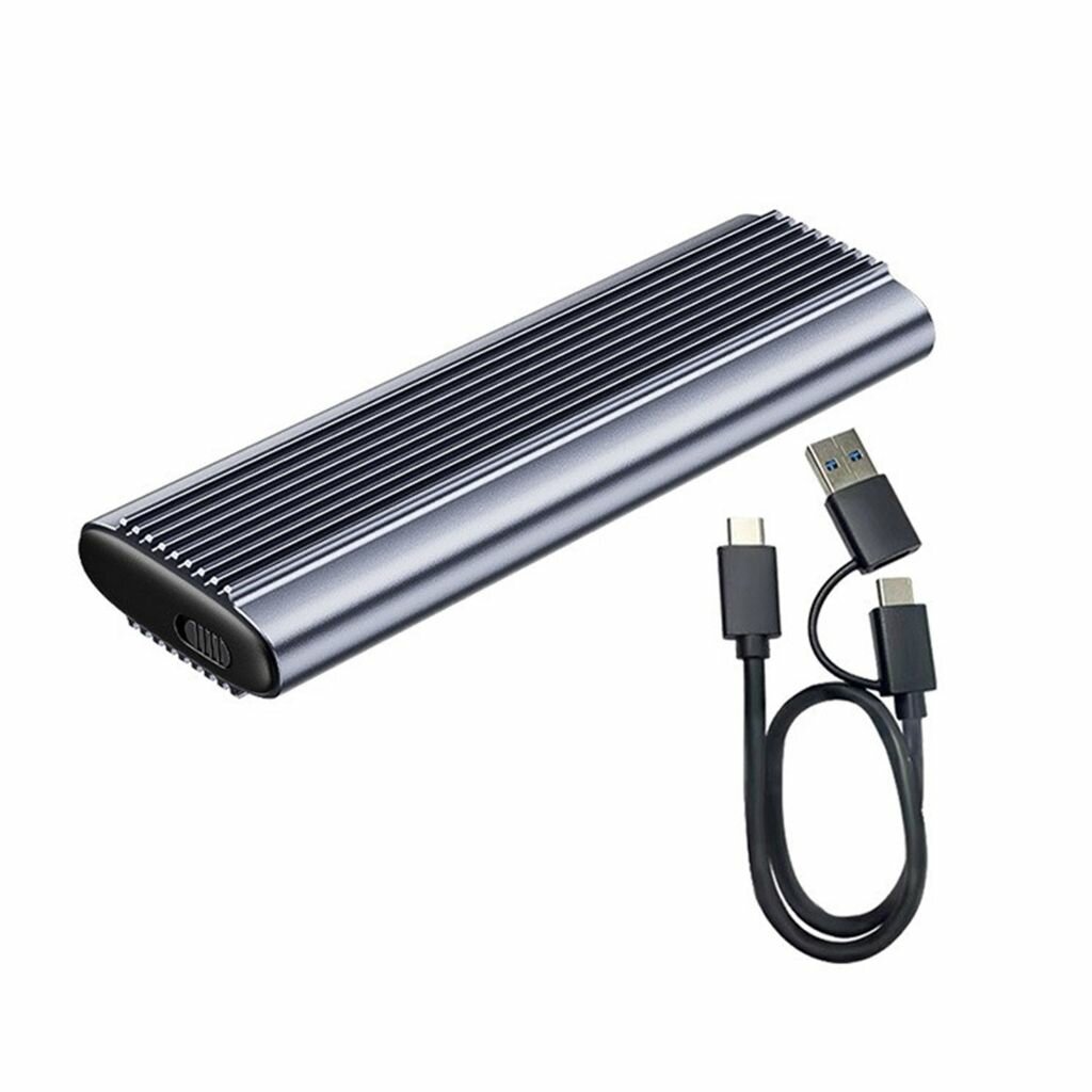 Коробка для жесткого диска, NGFF/NVMe двойной протокол SSD корпус - с 2в1 кабелем, 1 комплект