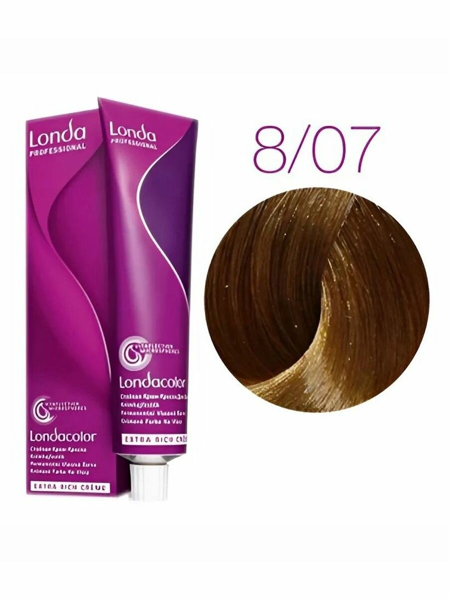 LC Стойкая крем краска для волос, 8/07, Светлый блонд натурально-коричневый