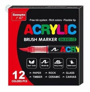 GuangNa акриловые маркеры 12 цветов, универсальные перманентные маркеры для рисования на стекле, керамике, ткани и бумаге, набор художественных фломастеров для творчества и декора