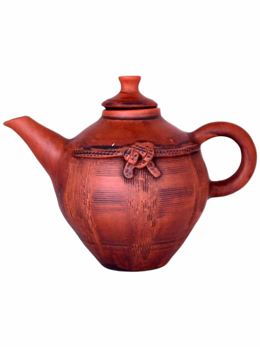 Чайник "В корзинке" + глазурь, заварочный, глина, керамика, ручная работа, 1400 мл.