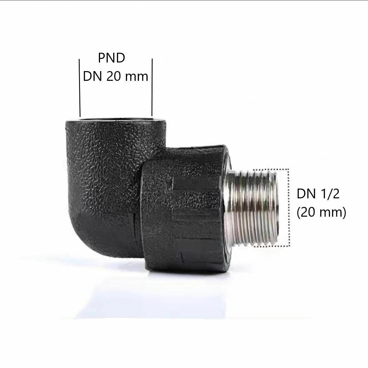Отвод (Угол) ПНД под пайку Комбинированный DN 20-1/2 НР (5 ШТ)