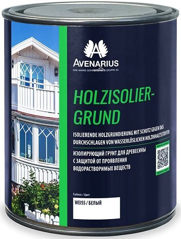 Грунт Изолирующий Avenarius Holzisolier Grund 0.75л Белый для Древесины, для Внутренних и Наружных Работ / Авенариус Хольцизолир Грунт.