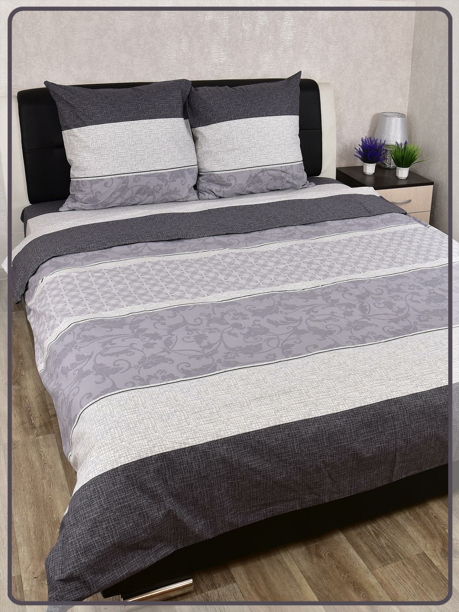 Постельное белье Шуйская бязь Графит 9541-1 2 спальное б/ш