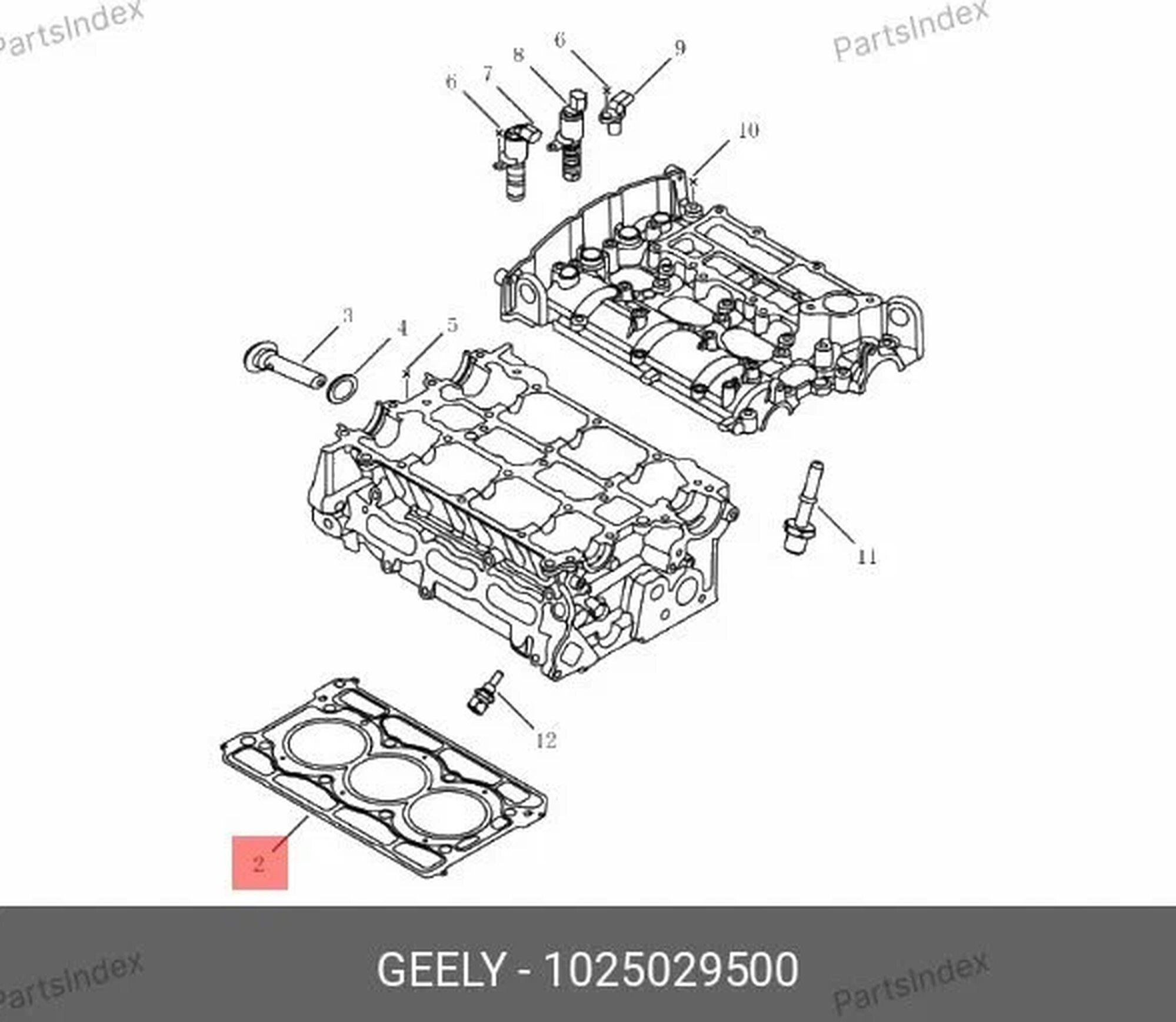 Прокладка ГБЦ Geely 1025029500, для двигателей Geely, 1 шт