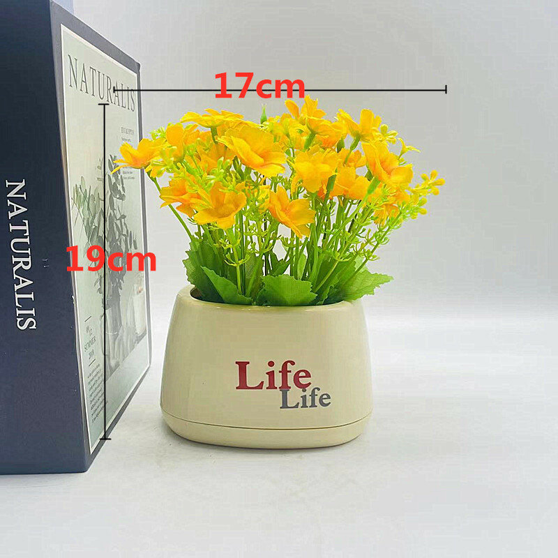 Plastic искусственный букет цветов для дома офиса и подарочного декора с bellium minutum и орхидея желтая