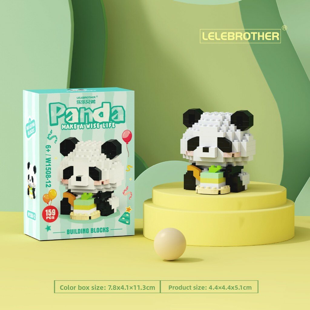 Micro particle building set for diy panda figure kids creative play and gift