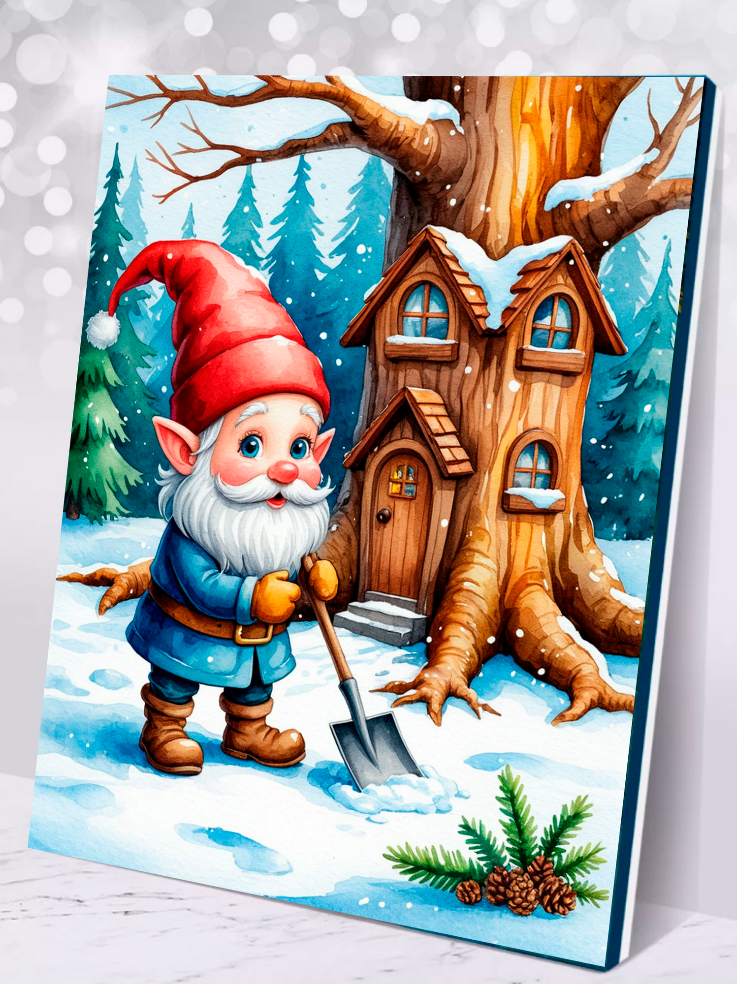 Картина по номерам 40х50 см "Гном с лопатой" хлопковый холст на подрамнике, акрил