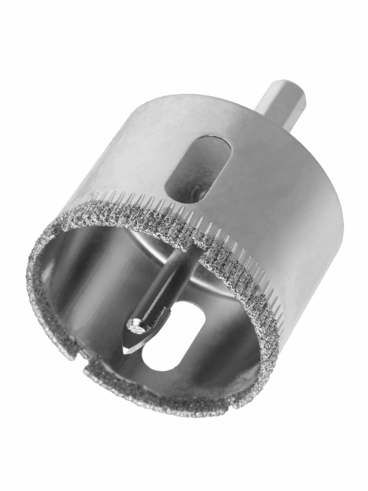 Сверло алмазное по стеклу и керамике Сибртех, 40 х 55 мм, 6-гранный хвостовик, с центрирующим сверлом, сталь 45, 72720