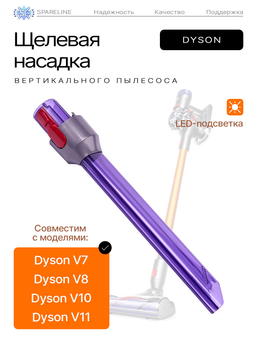 Щелевая насадка с подсветкой для пылесоса Dyson V7 V8 V10 SV17 V11, труба для очистки мягкой мебели / устранение пыли