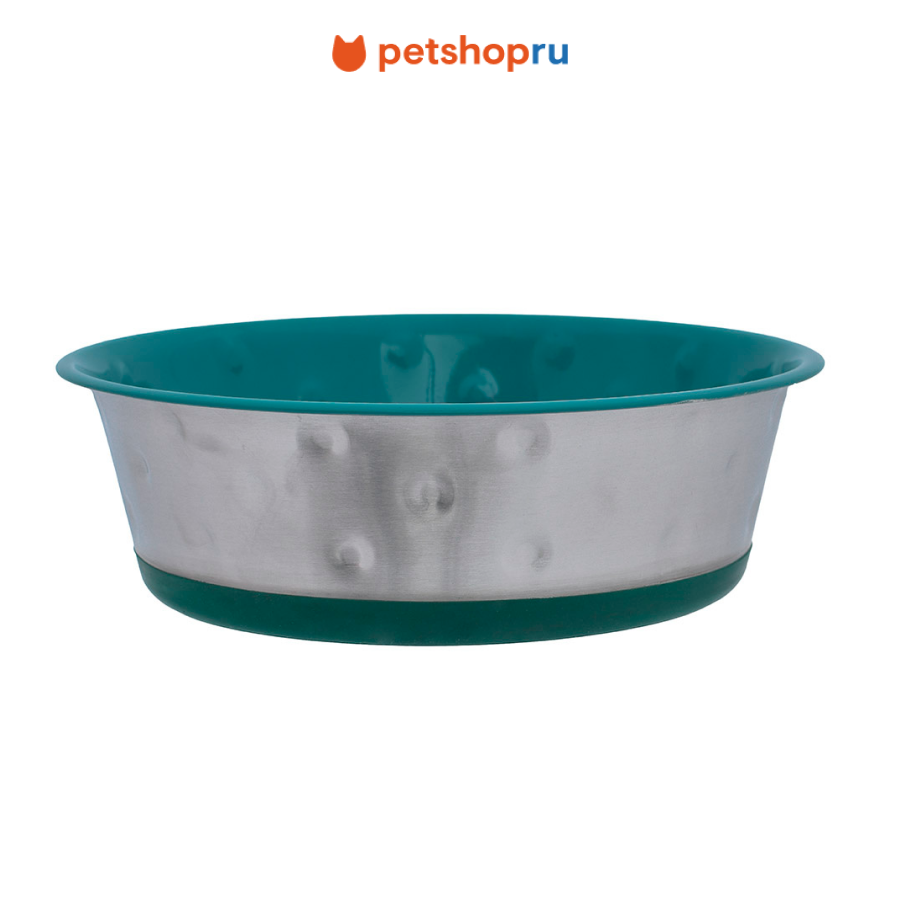 PETSHOP Нескользящая миска для кошек и собак "Paw, зеленая, 480 мл