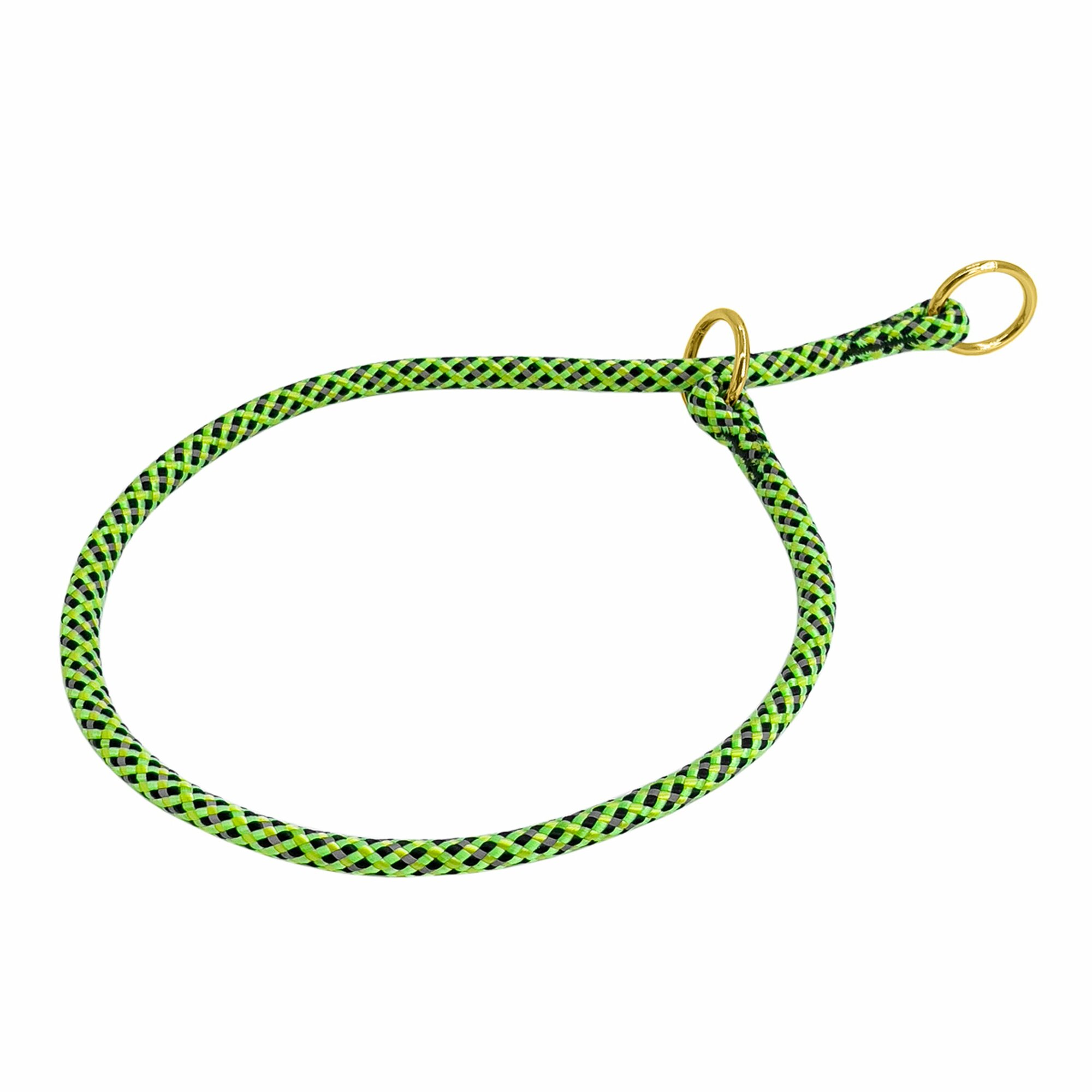 Ошейник-удавка для собак ZooOne с 2-я бронзовыми кольцами круглый светоотражающий, ширина 9 мм, длина 60 см, киви