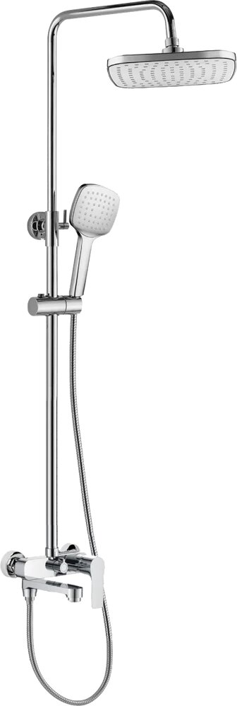 Душевая стойка Orange Otto Otto M22-811cr со смесителем, хром, глянцевая, с тропическим душем, с изливом, с лейкой, душевая система, латунная, рычаг сбоку