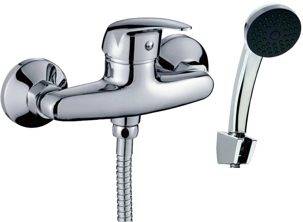 Смеситель для душа D-lin 352 D160352 с душевым гарнитуром, хром, глянцевый, настенный, латунный, однорычажный, смеситель для ванны с душем