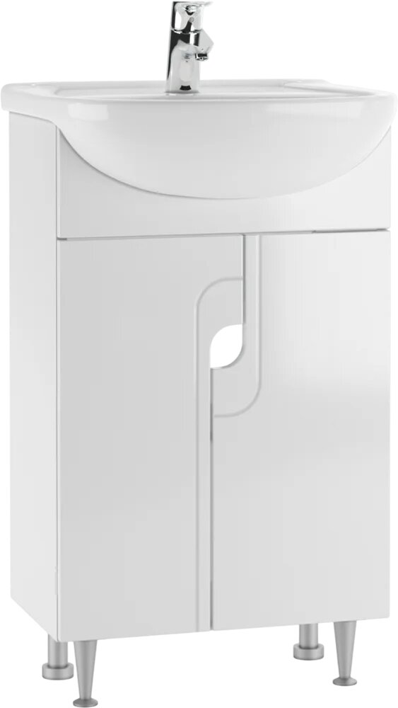 Тумба под раковину без столешницы Айсберг Лилия 50 напольная, 2 дверцы, белая