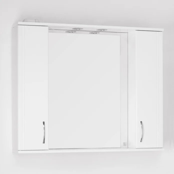 Зеркало Style Line Эко Стандарт Панда С 100 с подсветкой, с полкой, со шкафчиком, 100 см, белое, зеркало настенное в ванную