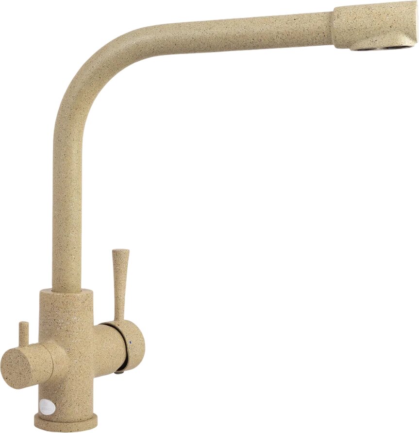 Смеситель для кухни Kaiser Merkur 26044-16 с краном для питьевой воды, с поворотным изливом, бежевый, матовый, однорычажный, латунный, с керамическим картриджем