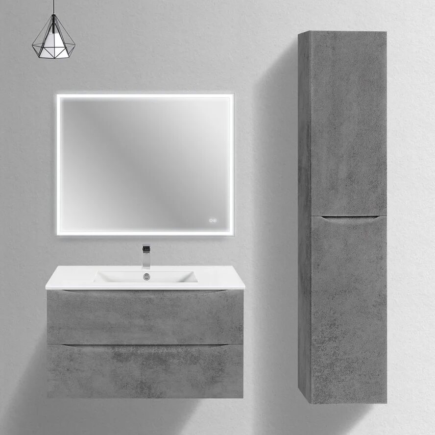 Мебель для ванной комнаты Vincea Mia Slim 90, 2 ящика, бетон