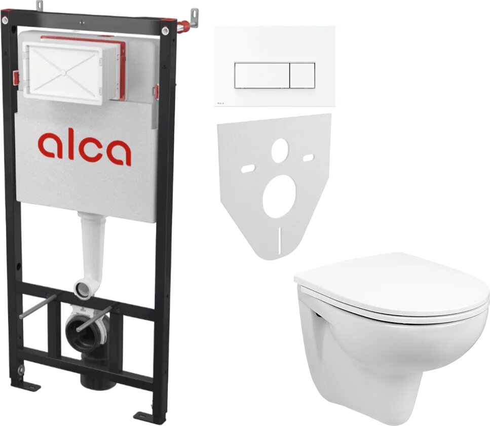 Комплект 2 в 1 Унитаз подвесной Wanfald Lauta 47302100005 / Инсталляция с кнопкой AlcaPlast AM101/1120-4:1 M570-VE-01 цвет белый