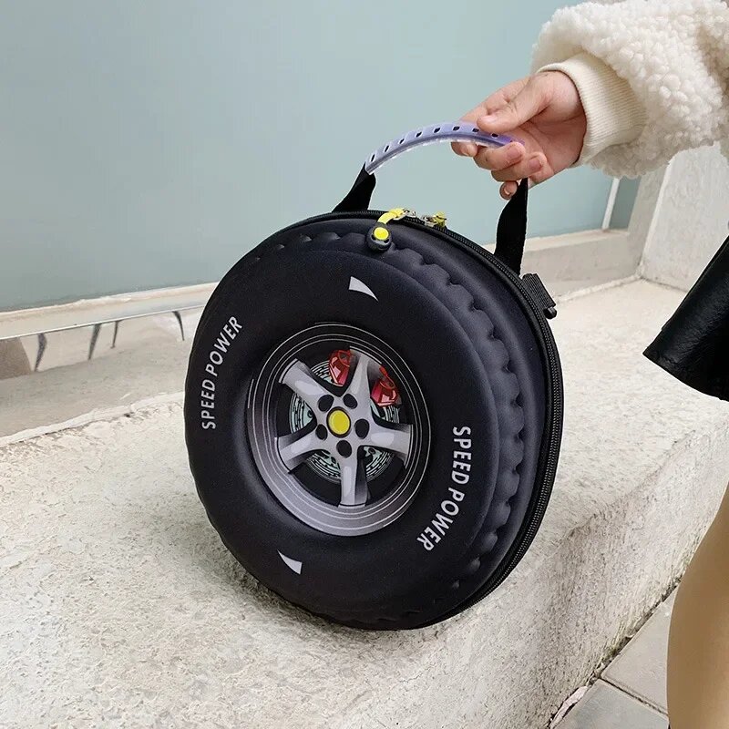 Детская школьная сумка, модный рюкзак в форме шин для мальчиков и девочек, 3D мультяшная сумка на плечо для детского сада, большая вместительная детская сумка черный