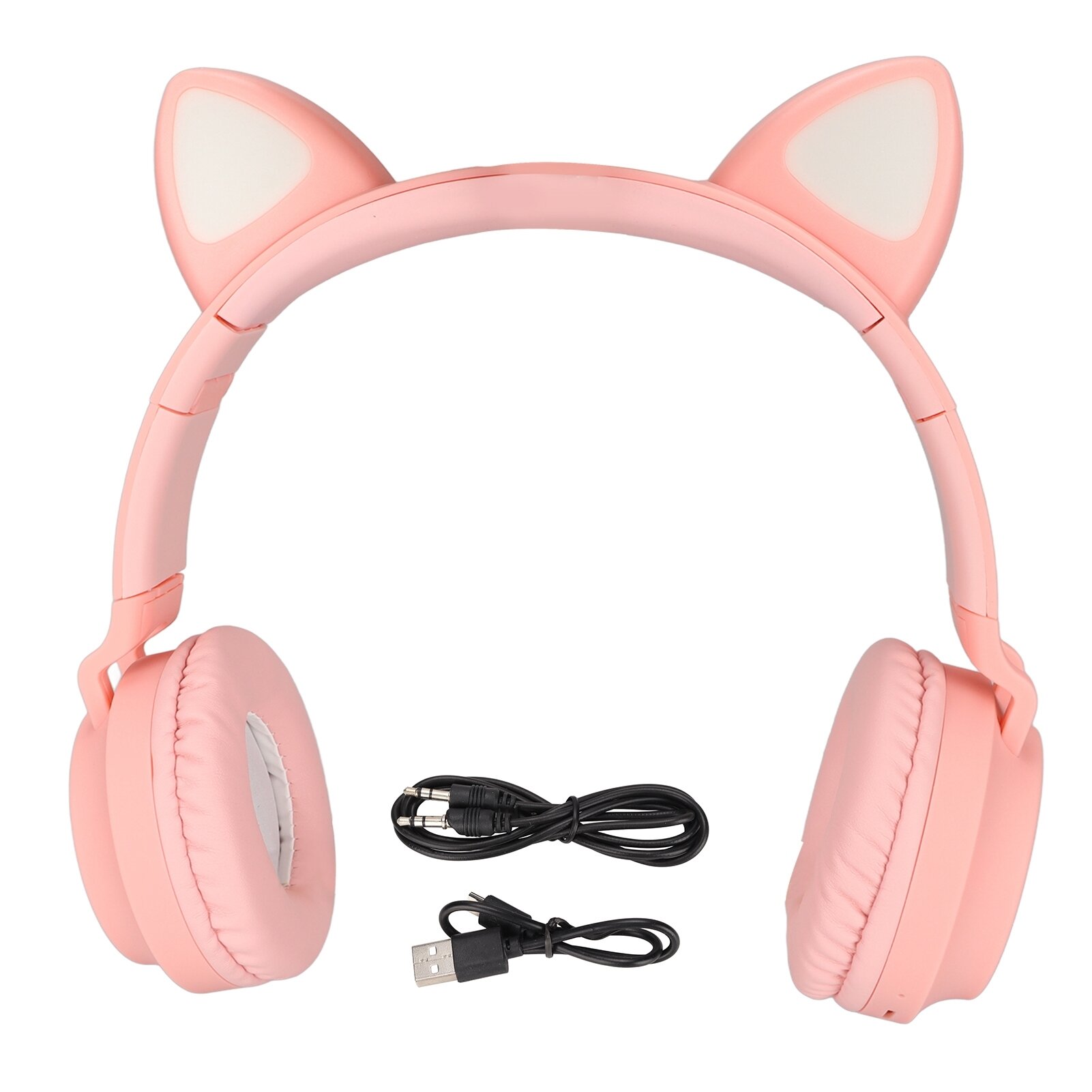 Розовые игровые наушники Cat Ear с LED-подсветкой и мягкими амбушюрами