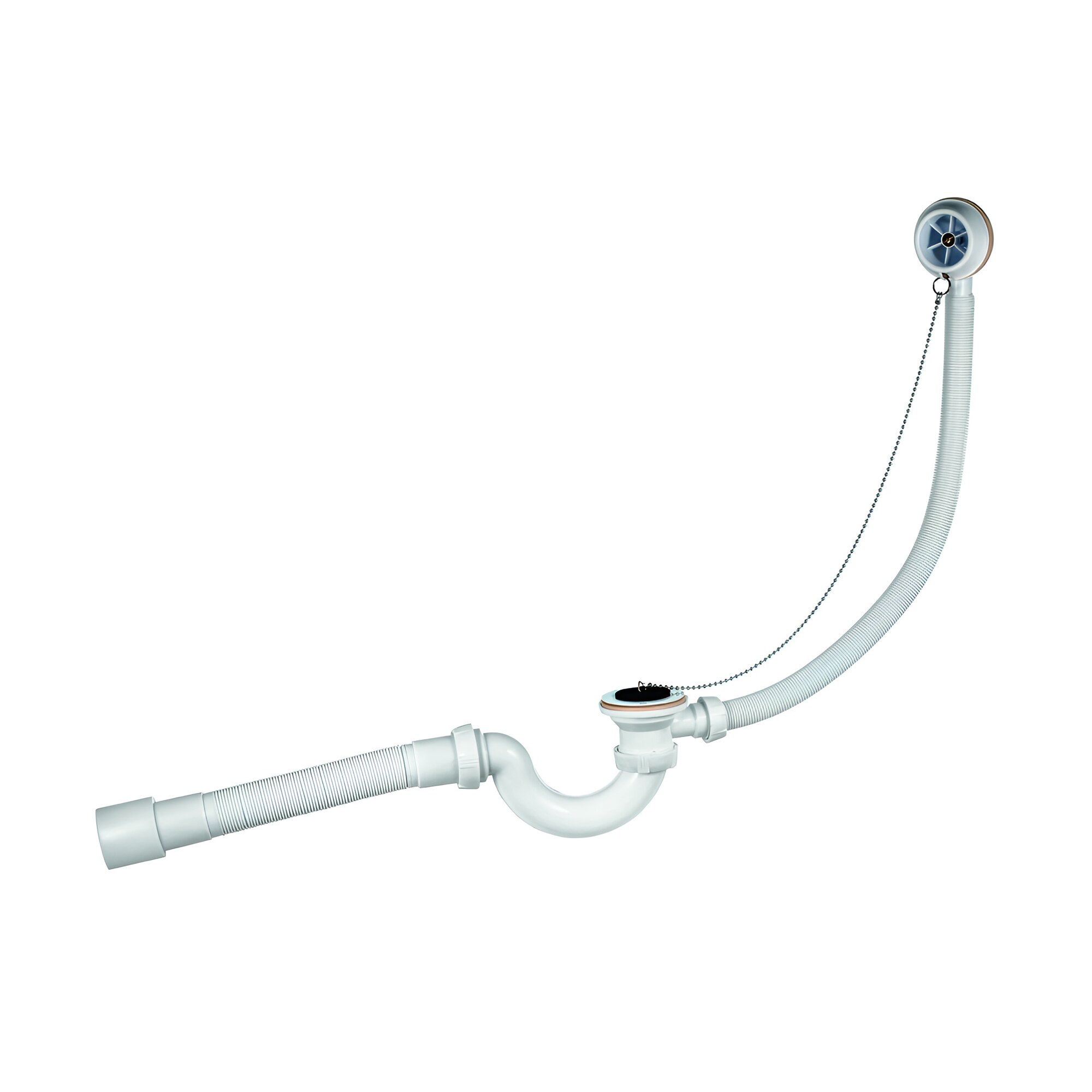 Сифон для ванн Wirquin, S-образный, с выпуском, 1 1/2 дюйма x 40 мм, с гофротрубой 500 мм, 40 x 40/50 мм