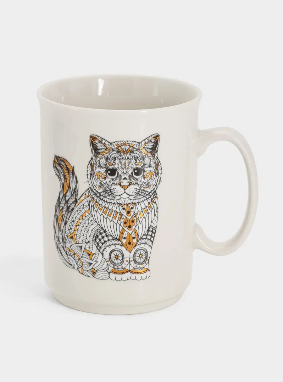Кружка, 415 мл, фарфор N, белая, Кот, Wild