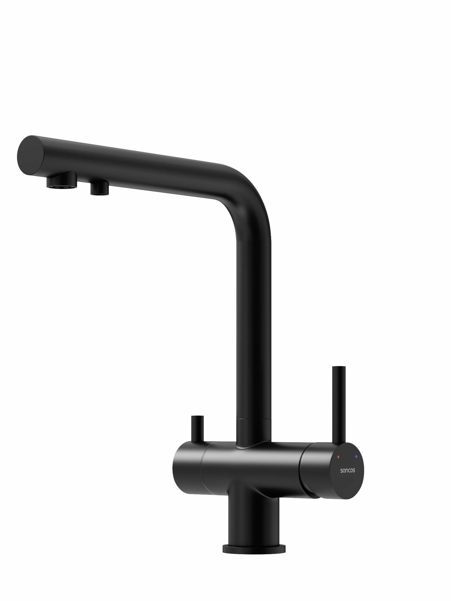 Смеситель для кухни Sancos Foster, с краном под фильтр для питьевой воды, черный матовый, SC4014MB