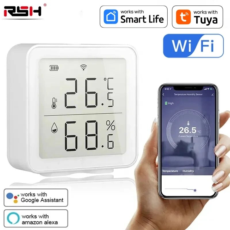 Wi-Fi Цифровой LED-датчик Температуры И Влажности RSH Tuya